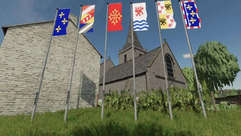 French Regions Flags Pack v3.0 FS22 Mod | Farming Simulator 22 Mod
