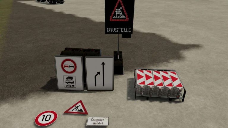 Construction site signs pack 2 v2.0 FS22 Mod | Farming Simulator 22 Mod