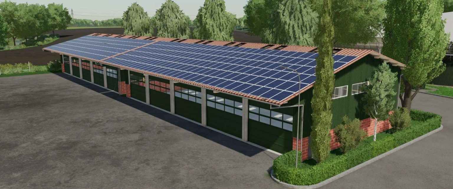 Machine Storage With Solar Panels v1.0 FS22 Mod | Farming Simulator 22 Mod