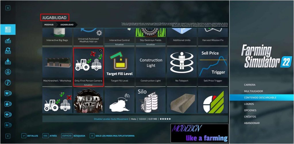 Only Inside Vehicle Camera ESPANOL v2.0.0.1 FS22 Mod | Farming ...