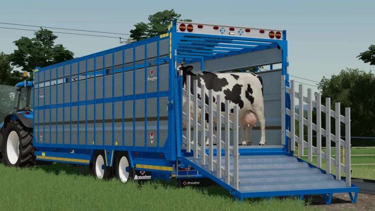 Broughan 28 Foot Animal Trailer v1.0 FS22 Mod | Farming Simulator 22 Mod