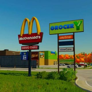 McDonald's Drive-Thru Sign v1.0 FS22 Mod | Farming Simulator 22 Mod