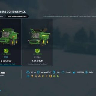 John Deere Combine Pack v1.2 FS22 Mod | Farming Simulator 22 Mod