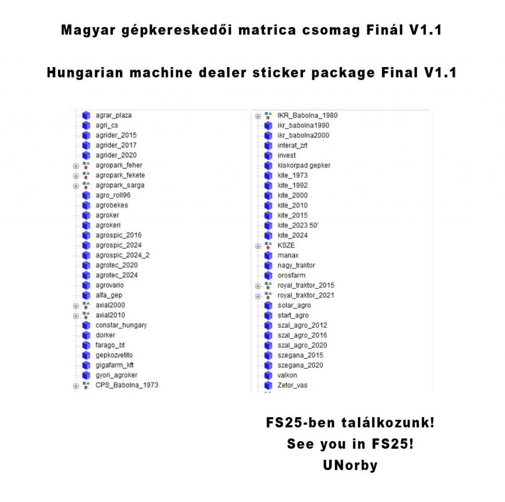 Hungarian machine dealer sticker package Final V1.1 FS22 Mod | Farming ...