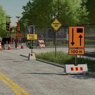 Swedish Construction Sign Pack v1.0 FS22 Mod | Farming Simulator 22 Mod