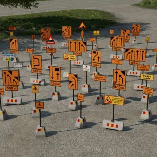 Swedish Construction Sign Pack v1.0 FS22 Mod | Farming Simulator 22 Mod