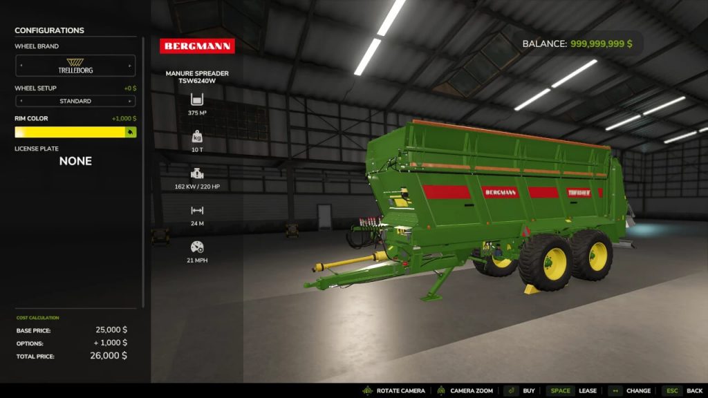 Manure Spreader TSW6240W v1.0.0.0 FS25 Mod | Farming Simulator 22 Mod