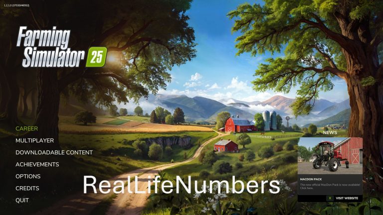 Real Life Numbers v1.0.0.1 FS25 Mod | Farming Simulator 22 Mod