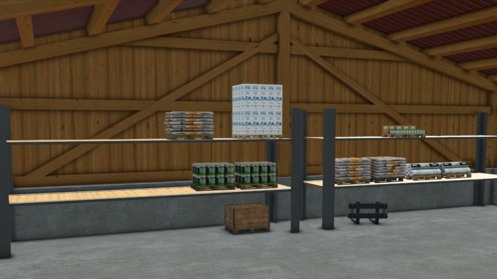 Woodbarn With Storage Shelves v1.0.0.0 FS25 Mod | Farming Simulator 22 Mod