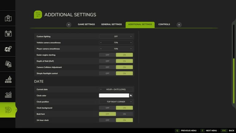 Additional Game Settings V1.0.0.0 FS25 Mod | Farming Simulator 22 Mod