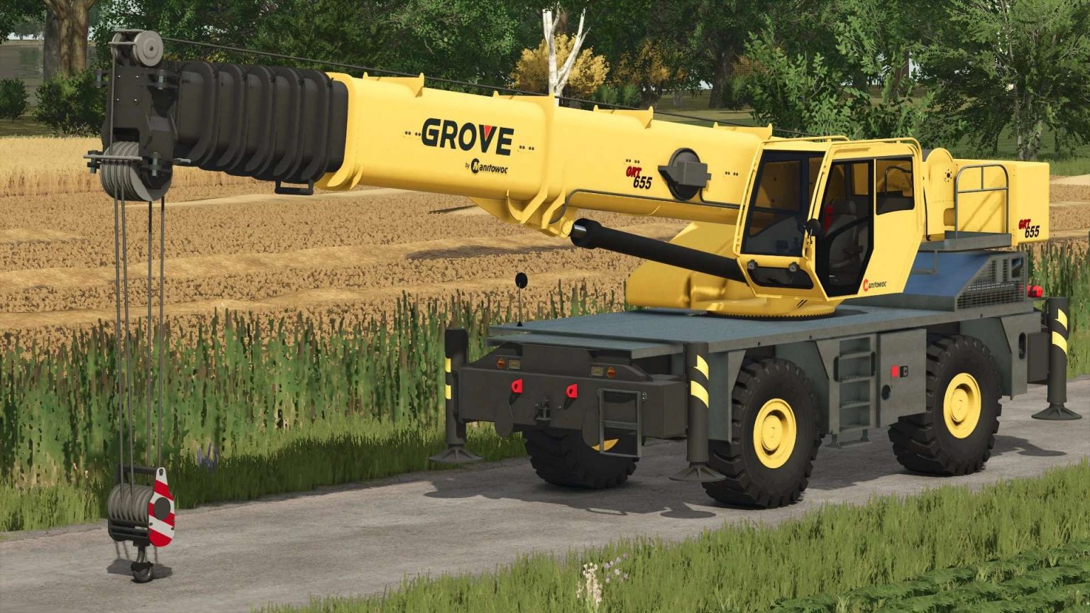 Grove GRT655 Rough Terrain Crane v1.0.0.0 FS25 Mod | Farming Simulator ...