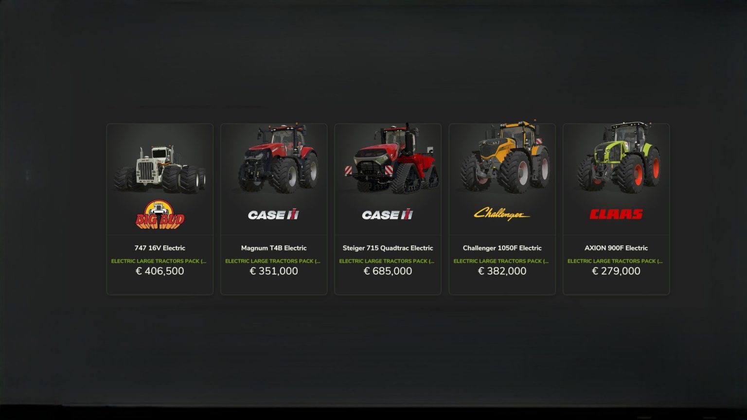 Electric Large Tractors Pack V1.0.0.1 FS25 Mod | Farming Simulator 22 Mod