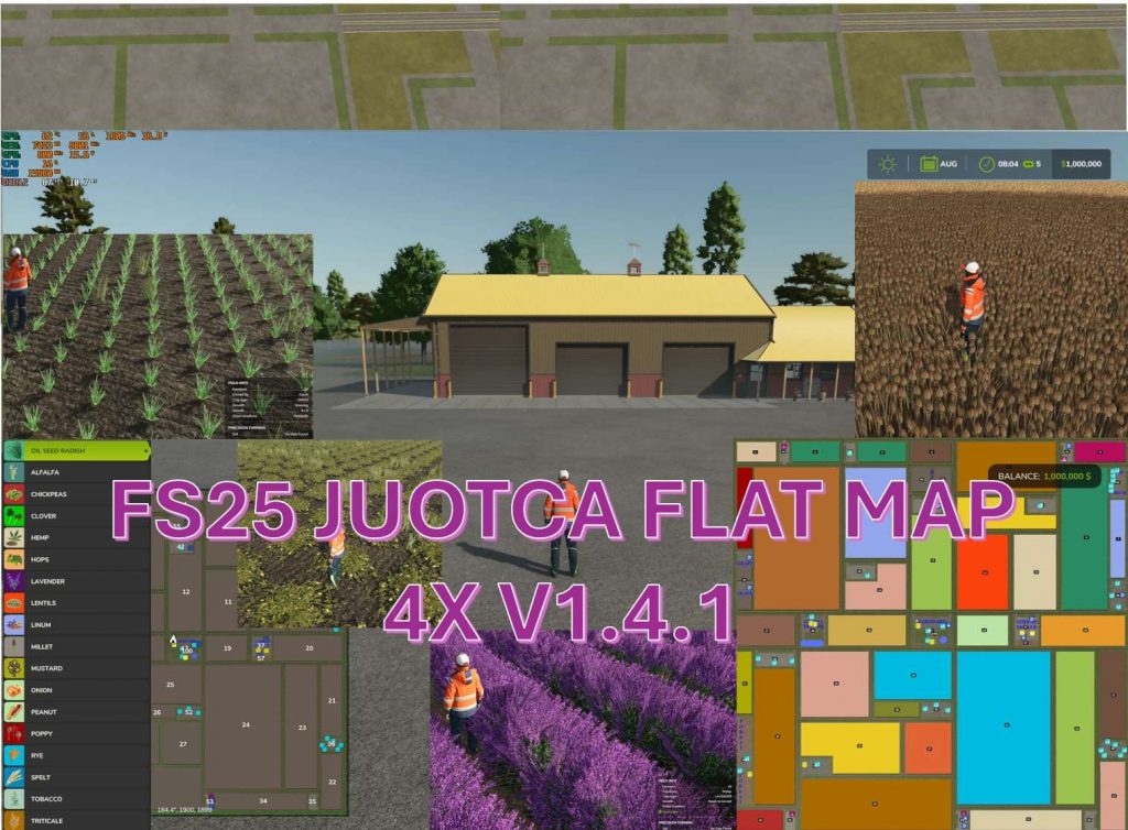 Juotca Flat Map 4X V1.4.1.0 FS25 Mod | Farming Simulator 22 Mod