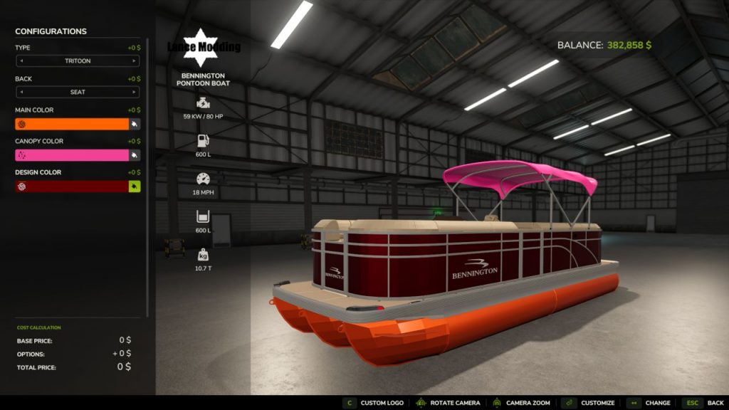 2018 Bennington Pontoon Boat V1.0.2.0 FS25 Mod | Farming Simulator 22 Mod