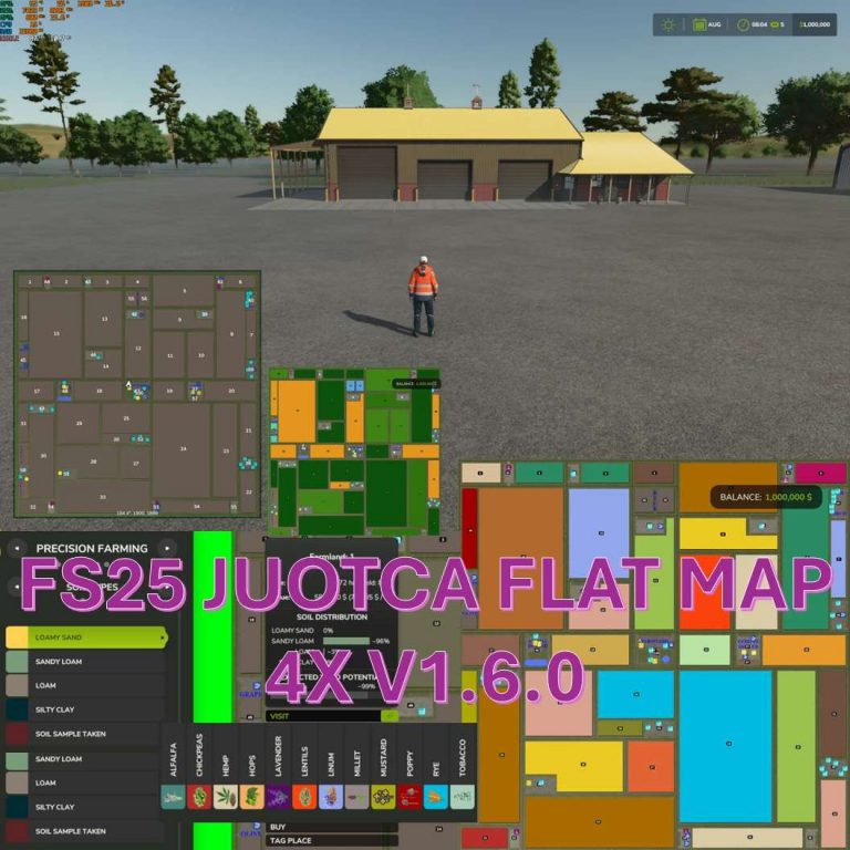JUOTCA FLAT MAP 4X V1.6.0.0 FS25 Mod | Farming Simulator 22 Mod