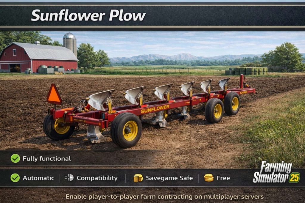 Sunflower Plow v1.0.0.0 FS25 Mod | Farming Simulator 22 Mod