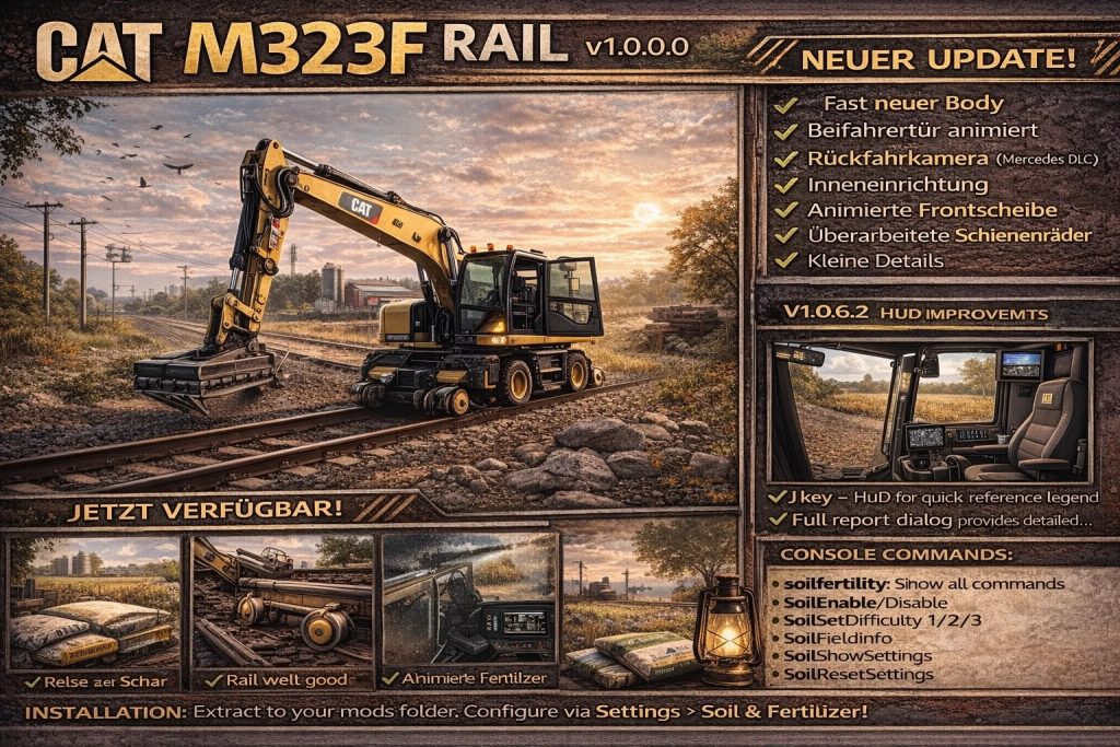 CAT M323F RAIL v1.0.0.0 Mod | Farming Simulator 22 Mod
